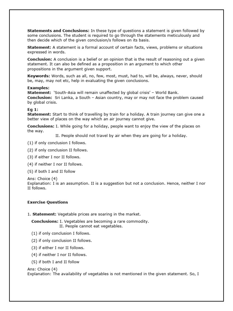 Statements and Conclusions | PDF