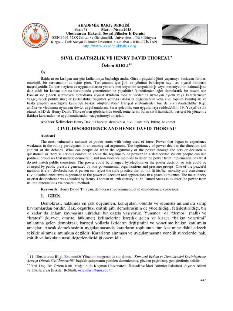 Sivil Itaatsizlik Ve Henry David Thoreau | PDF