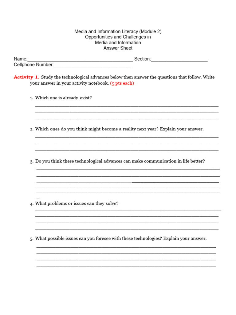 MIL Module 2-Answer Sheet | PDF