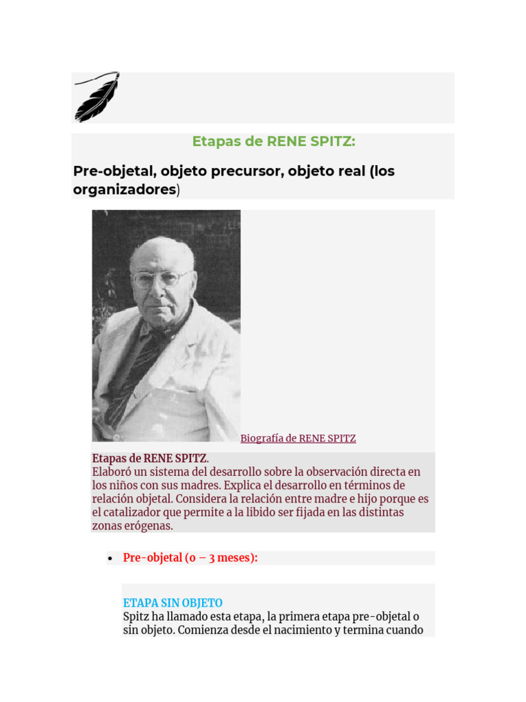Etapas de RENE SPITZ-Prof. Hassan. | PDF | Percepción | Cara