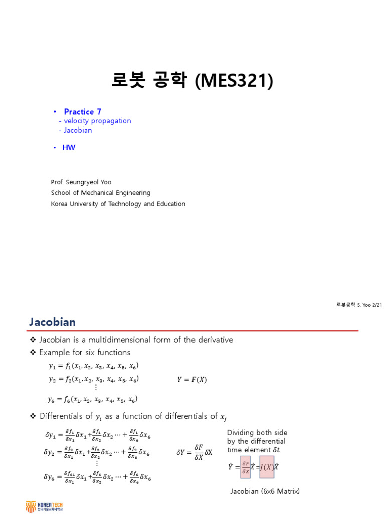 Lab 7 - Robotics - Jacobian | PDF | Kinematics | Derivative