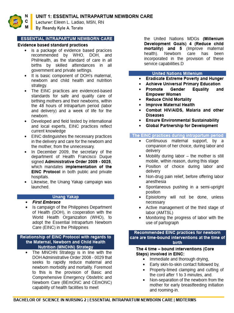 Midterms Notes Essential Intrapartum Newborn Care | PDF | Childbirth ...