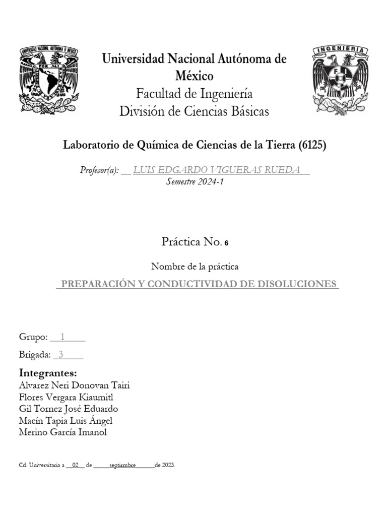 Practica 6 laboratorio de quimica f1 | PDF