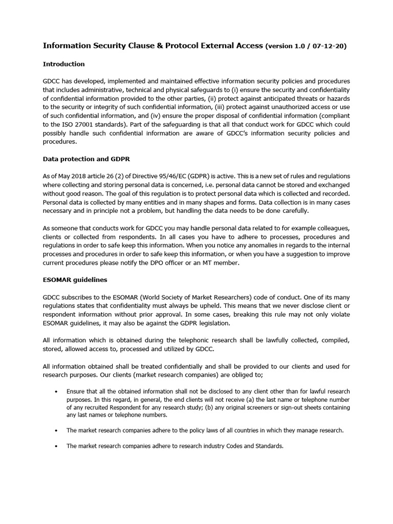 Information Security Clause Protocol External Access HW 2020 | PDF ... Information Security Clause Protocol External Access HW 2020 | PDF ...