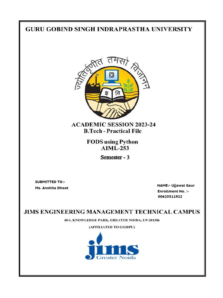 FODS Using Python Practical File | PDF | Python (Programming Language) | Integrated Development ...