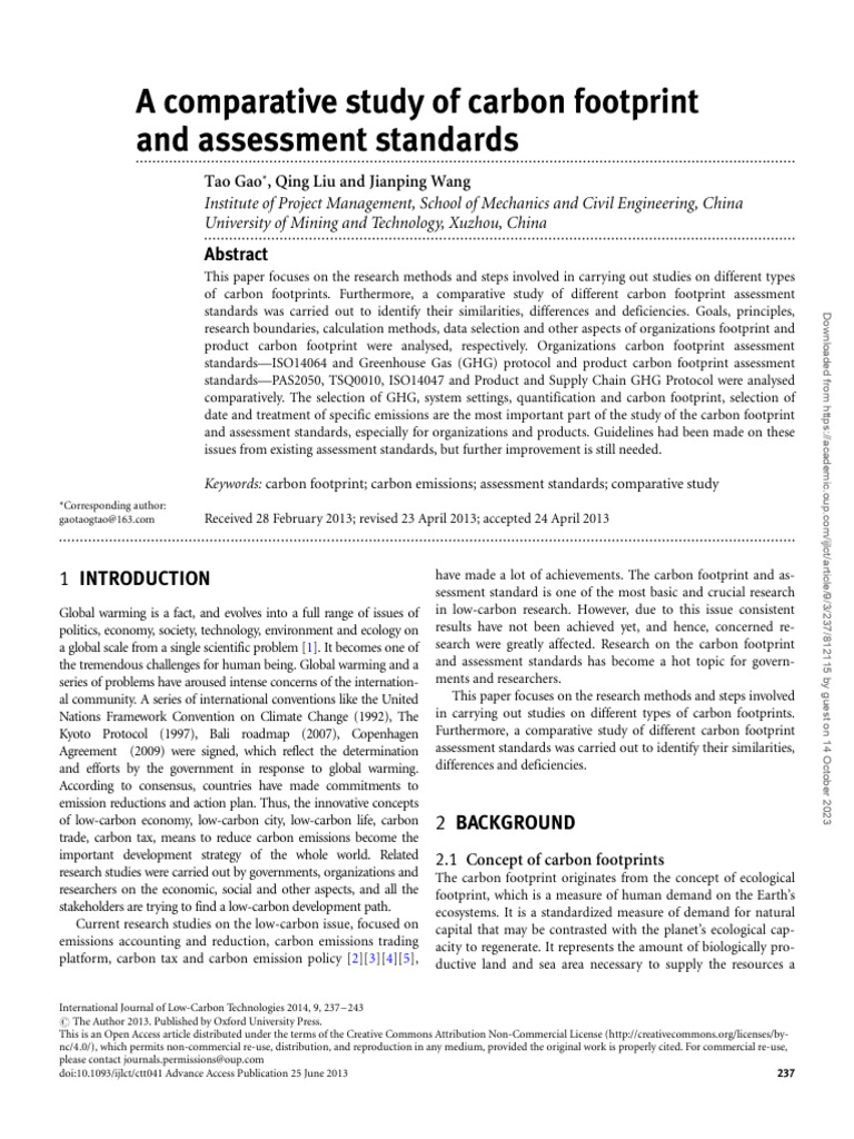 Comparative Study of Carbon Footprint | PDF | Life Cycle Assessment ...