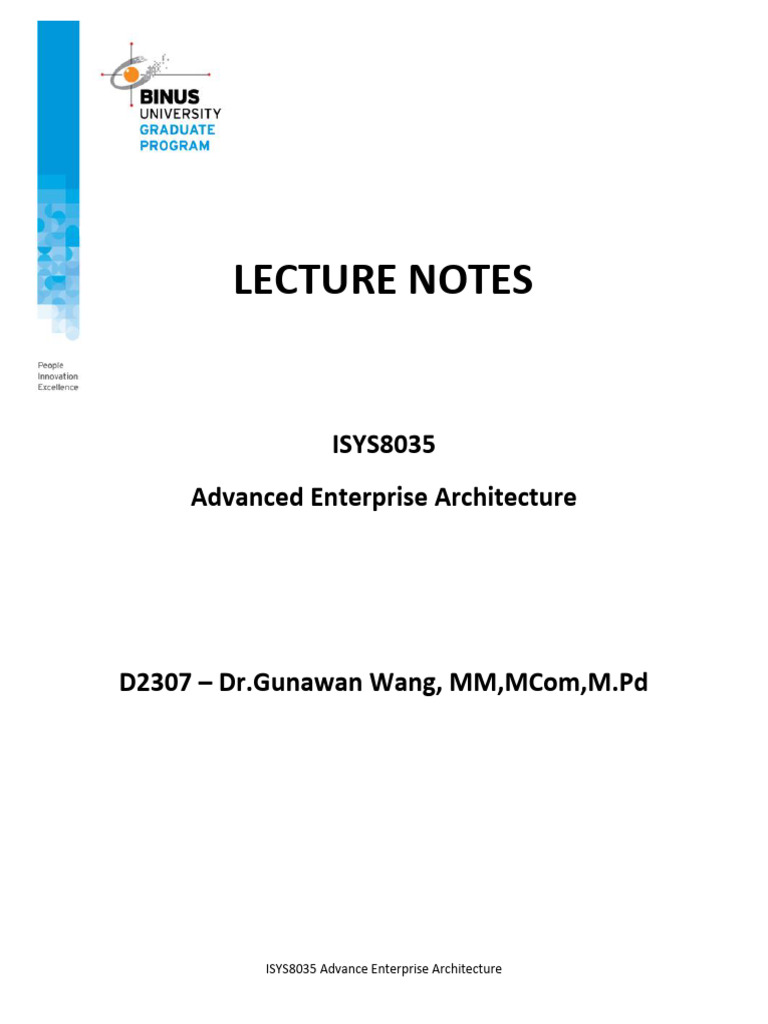 LN1-Introduction Enterprise Architecture-R1-dikonversi | PDF | Enterprise Architecture | Systems ...