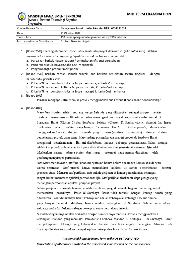 Uts Manpro 2022 - Alex Iskandar - 6032211014 | PDF | Bisnis