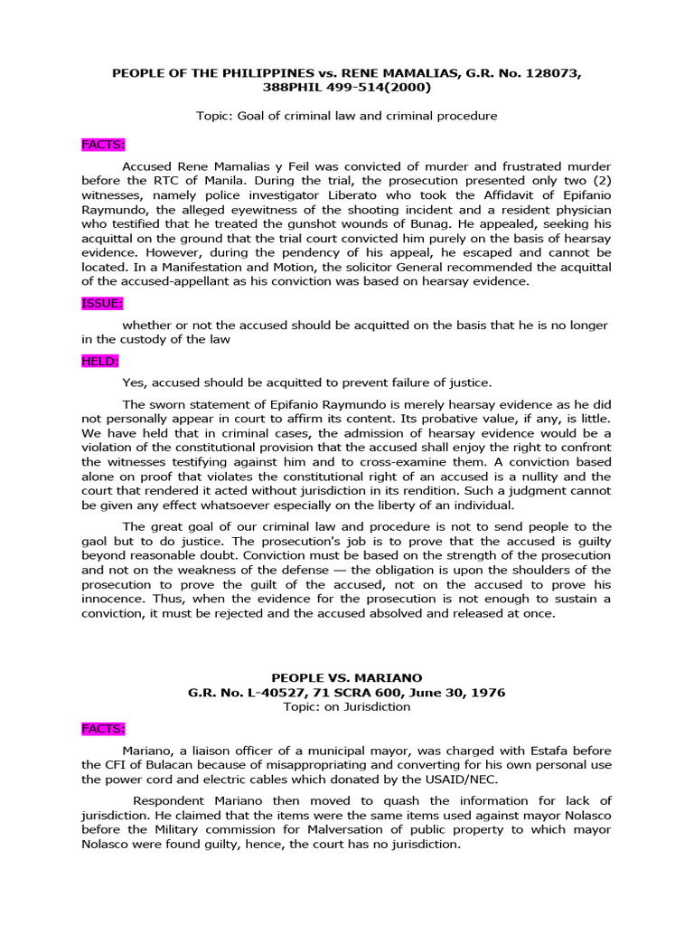 Procedure Case Digest | PDF | Jurisdiction | Prosecutor