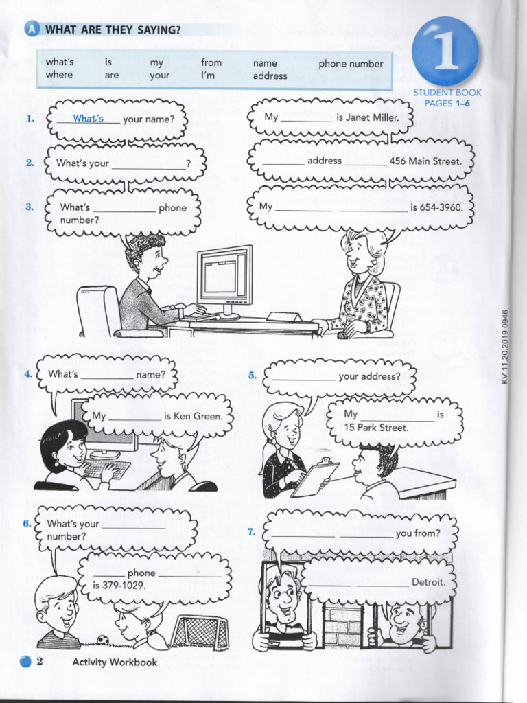 Side X Side Plus, Book 1, Unit 1, Activity Workbook Worksheets | PDF