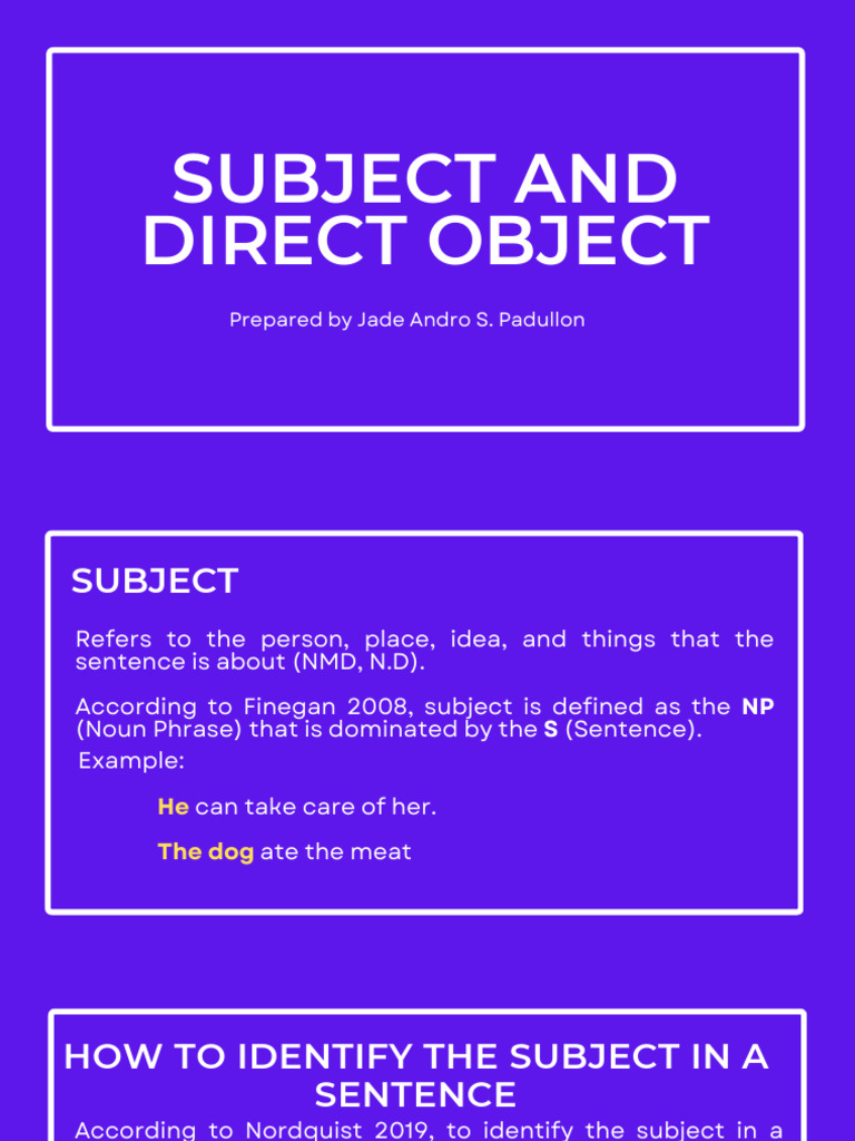 Padullon - C5 - Subject and Direct Object - PPT | PDF | Subject ...