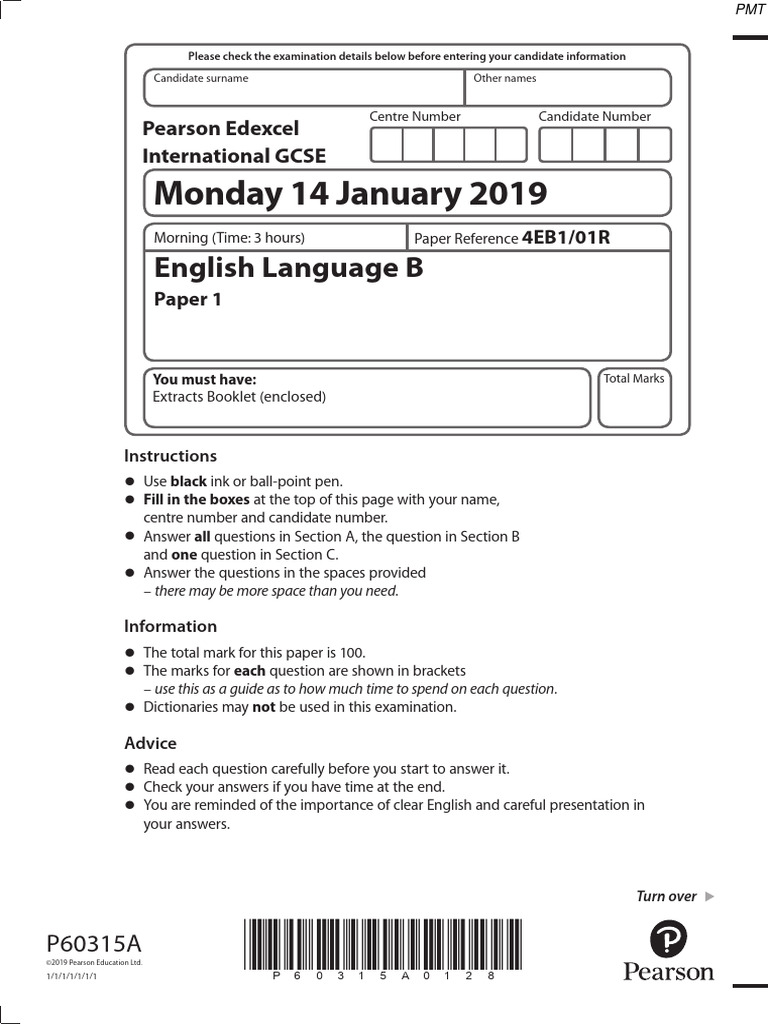 Edexcel IGCSE English Language B Exam Paper | PDF | Student Assessment ...