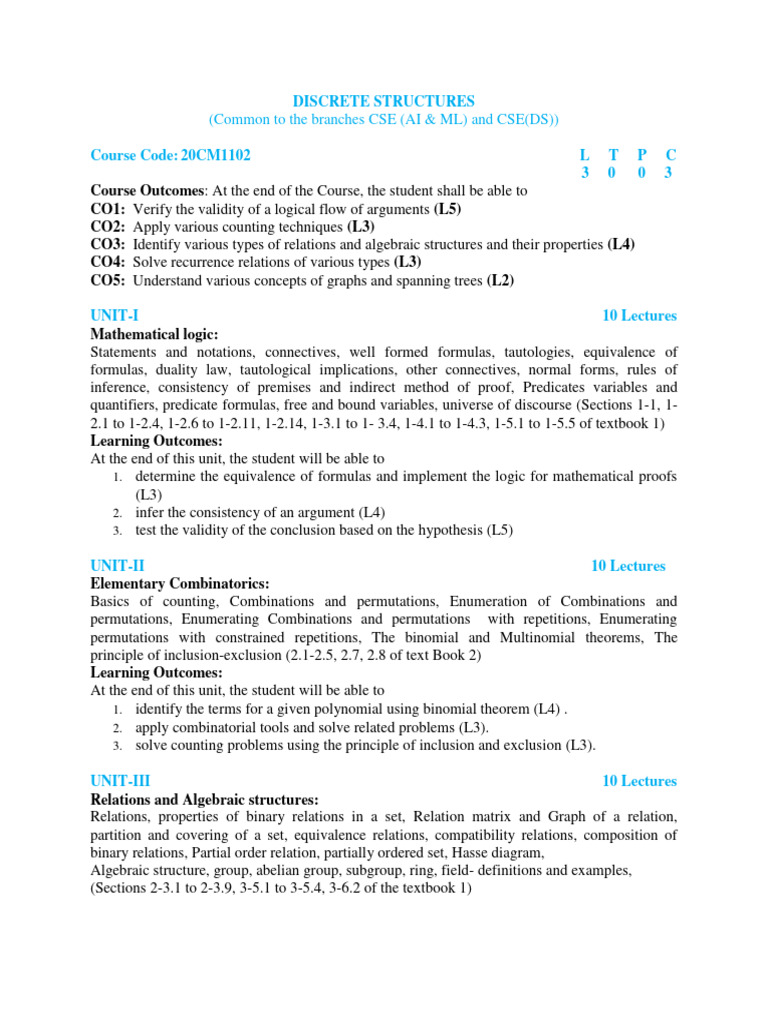 3 Discrete Structures Pdf Recurrence Relation Combinatorics