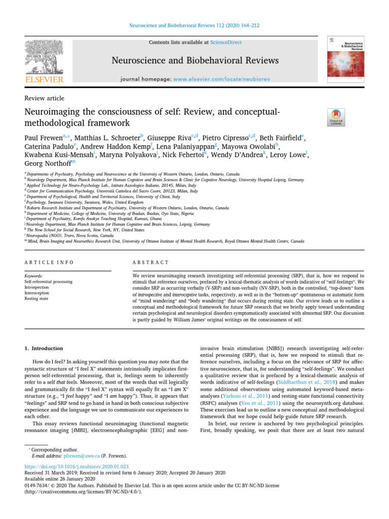 Frewen y Cols. (2.020) - Neuroimaging The Consciousness of Self ...