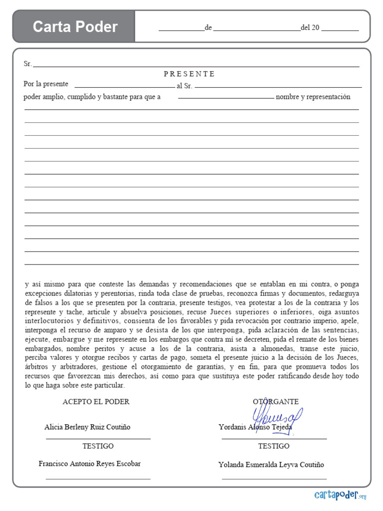 Carta Poder Editable | PDF