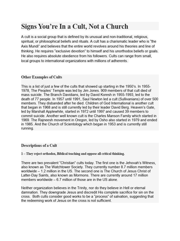 Signs You’re Probably in a CULT | PDF | Thought