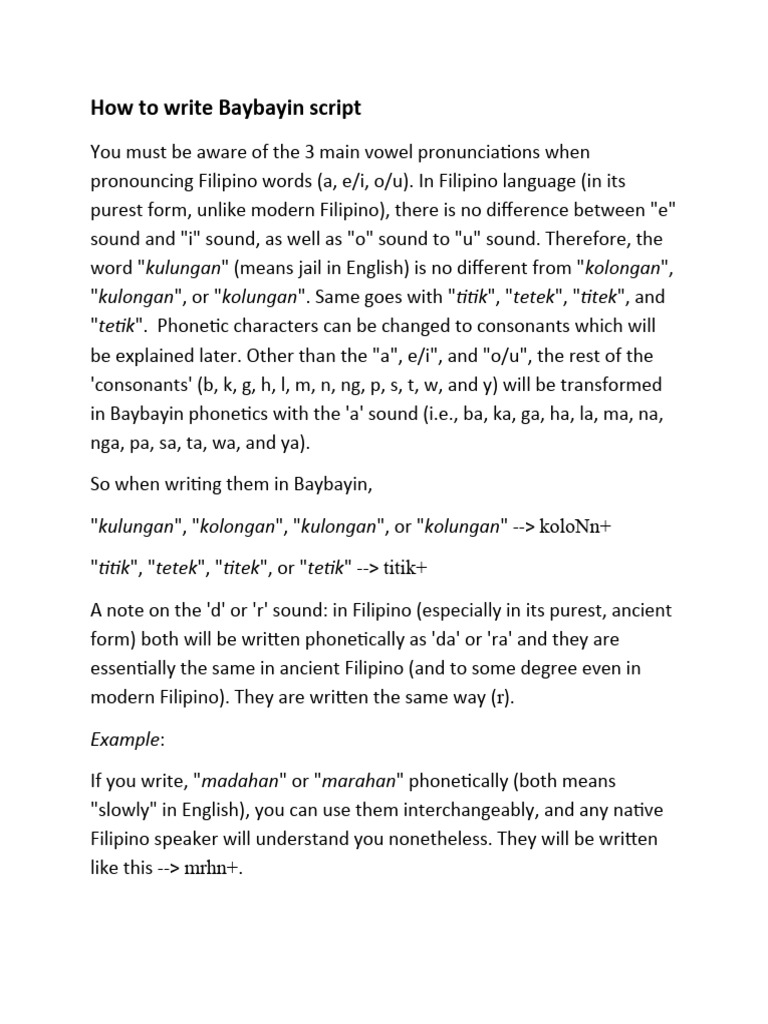 Baybayin Keyboard Typing Guide | PDF