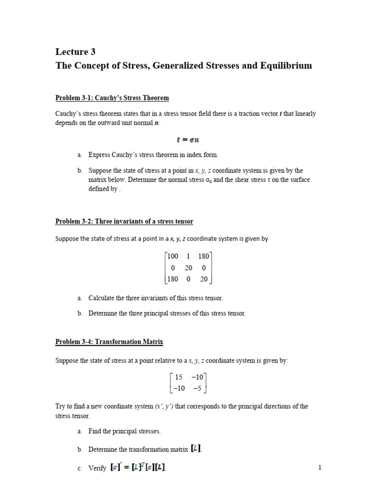 MIT2 080JF13 ProbSet 2 | PDF | Stress (Mechanics) | Tensor