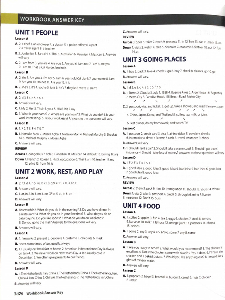 Workbook Key Units 1-4 | PDF