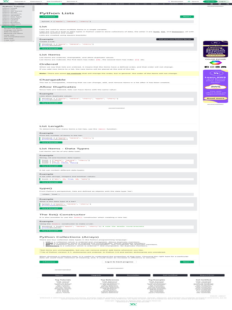 Python Lists | PDF Python Lists | PDF