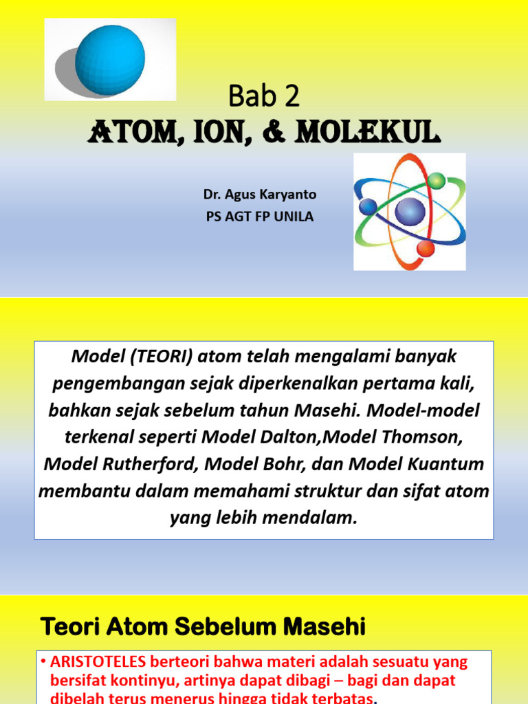 BAB 2 Atom Theory NEW | PDF | Sains & Matematika | Teknologi & Rekayasa