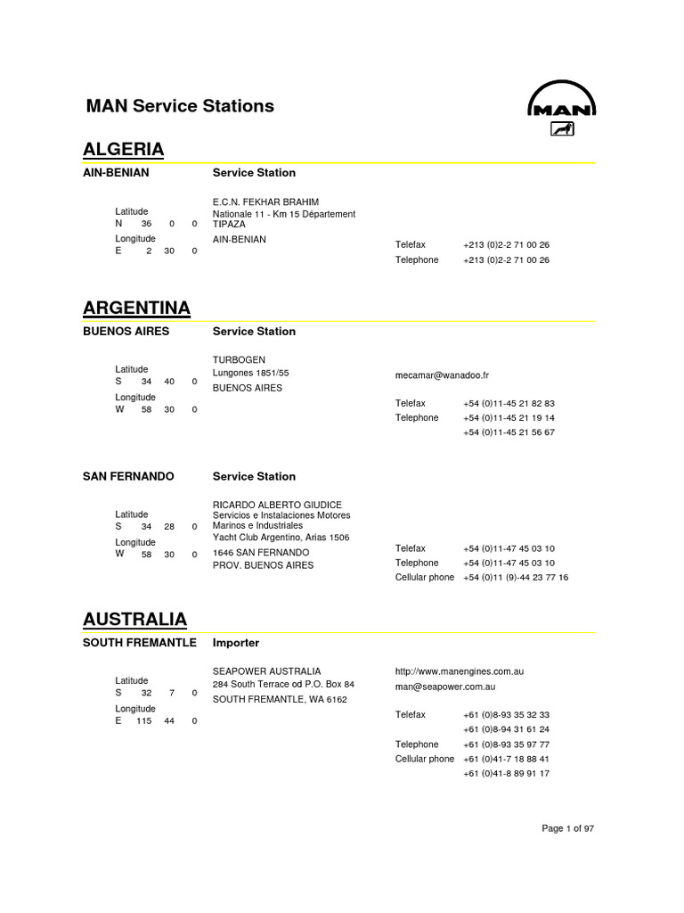 MAN Service Stations World | PDF | Equipment | Oral Communication