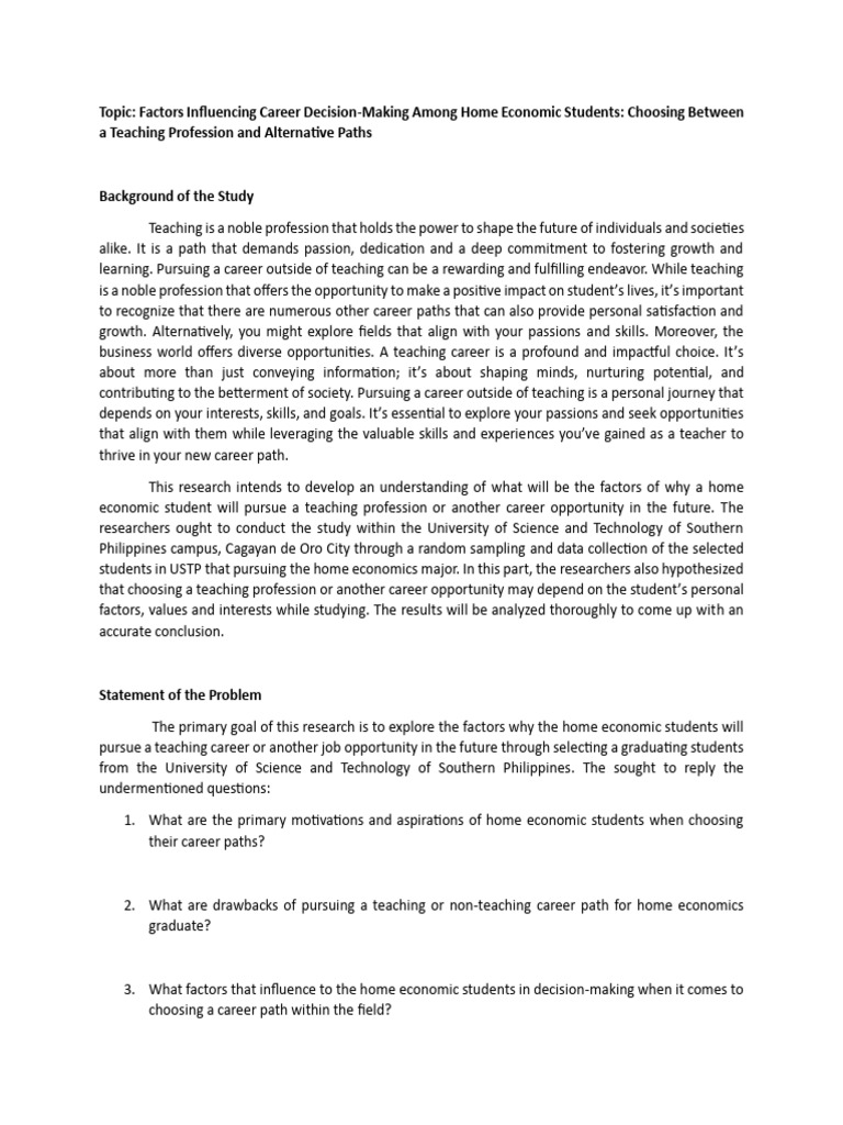 Research Draft Pdf Home Economics Economics