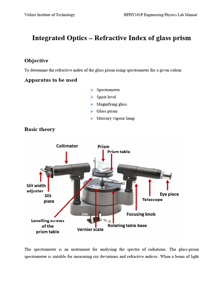 Refractive Index of Prism | PDF | Refractive Index | Refraction