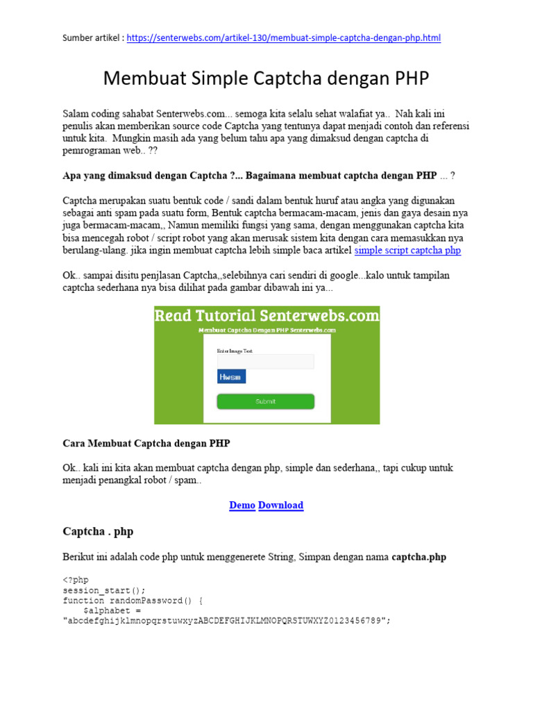Membuat Simple Captcha Dengan PHP | PDF Membuat Simple Captcha Dengan PHP | PDF