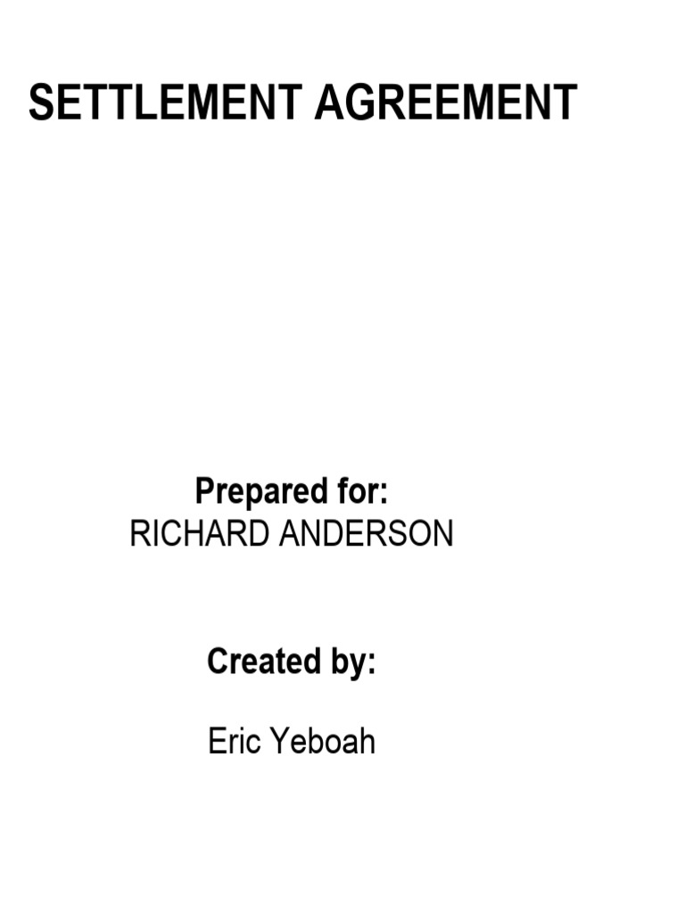 Settlement Agreement | PDF