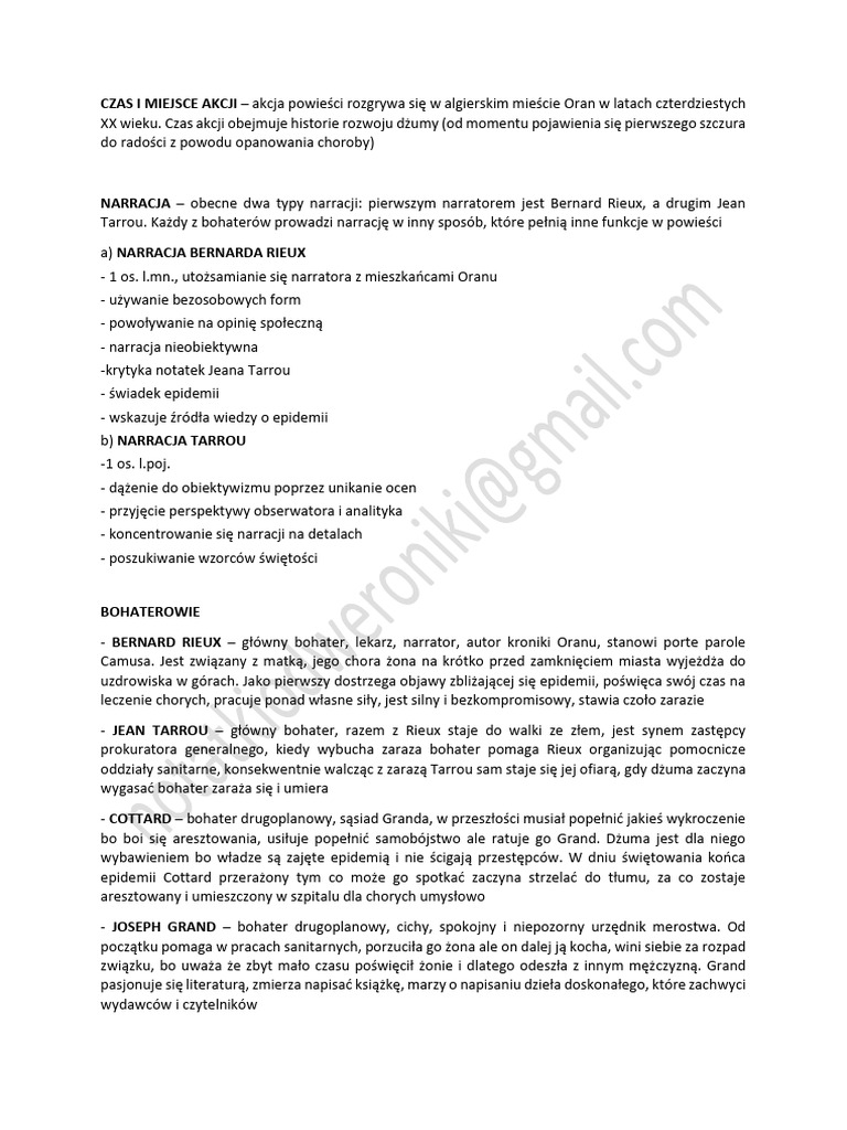 Albert Camus 'Dżuma' | PDF