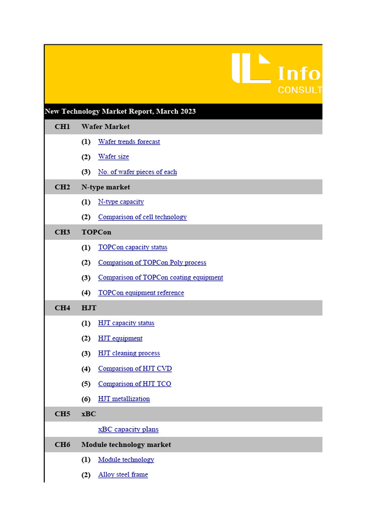 InfoLink - New Technology Market Report - 2023sample | PDF