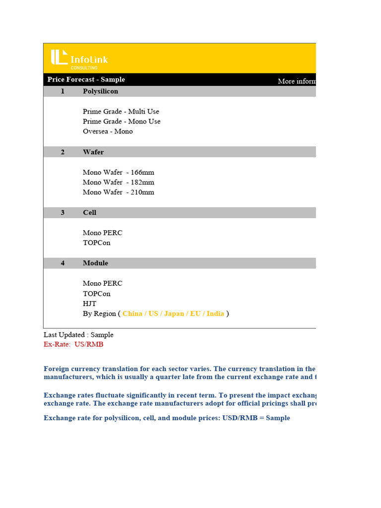 InfoLink - Price Forecast Report - 2023sample | PDF