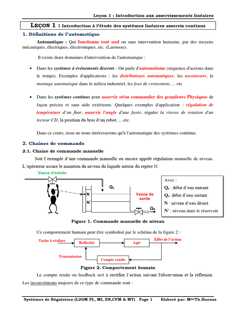 Introduction aux systèmes asservis | PDF
