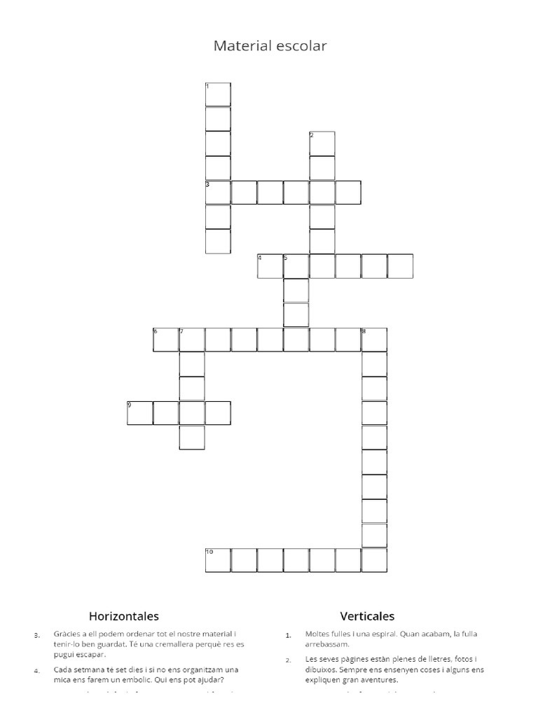 crucigramas - material_escolar | PDF