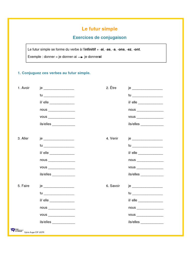 Le Futur Simple Exercices | PDF