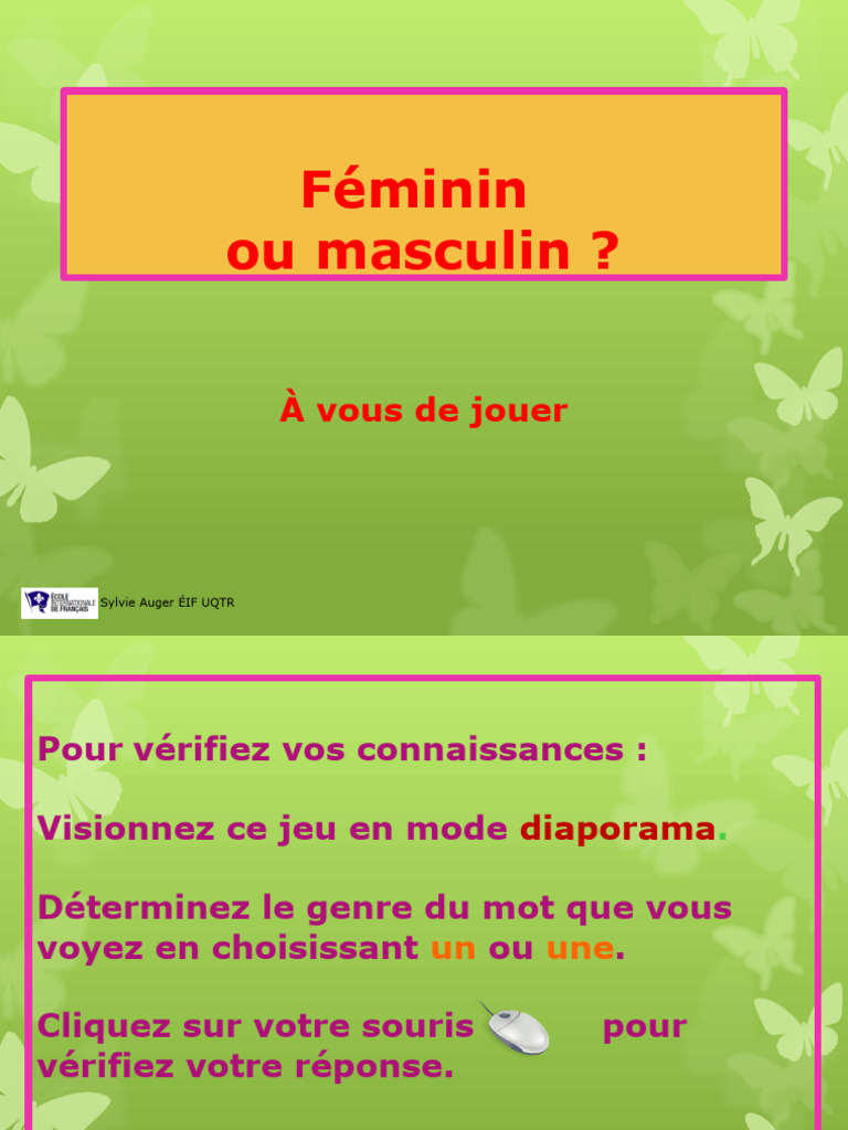 Feminin Ou Masculin - A Vous de Jouer | PDF | Maison et jardin | Art
