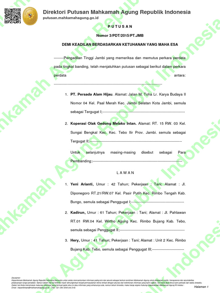Putusan 3 PDT 2015 PT - JMB | PDF
