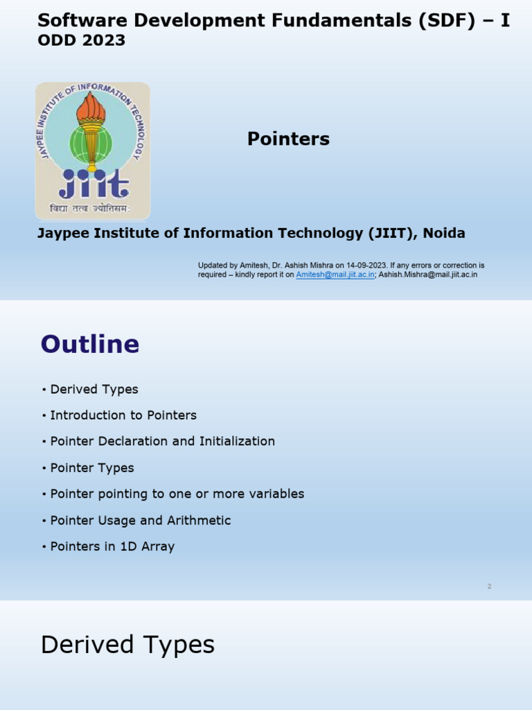 Software Development Fundamentals Sdf I Jaypee Institute Of Information Technology Jiit