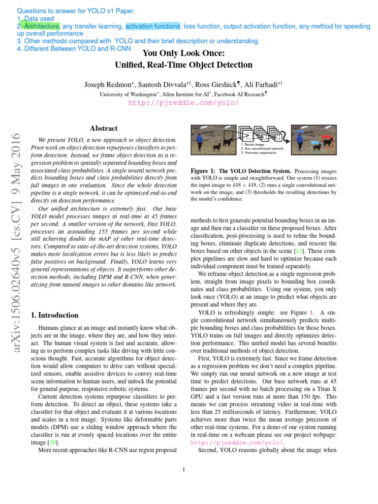 Yolo Paper | PDF