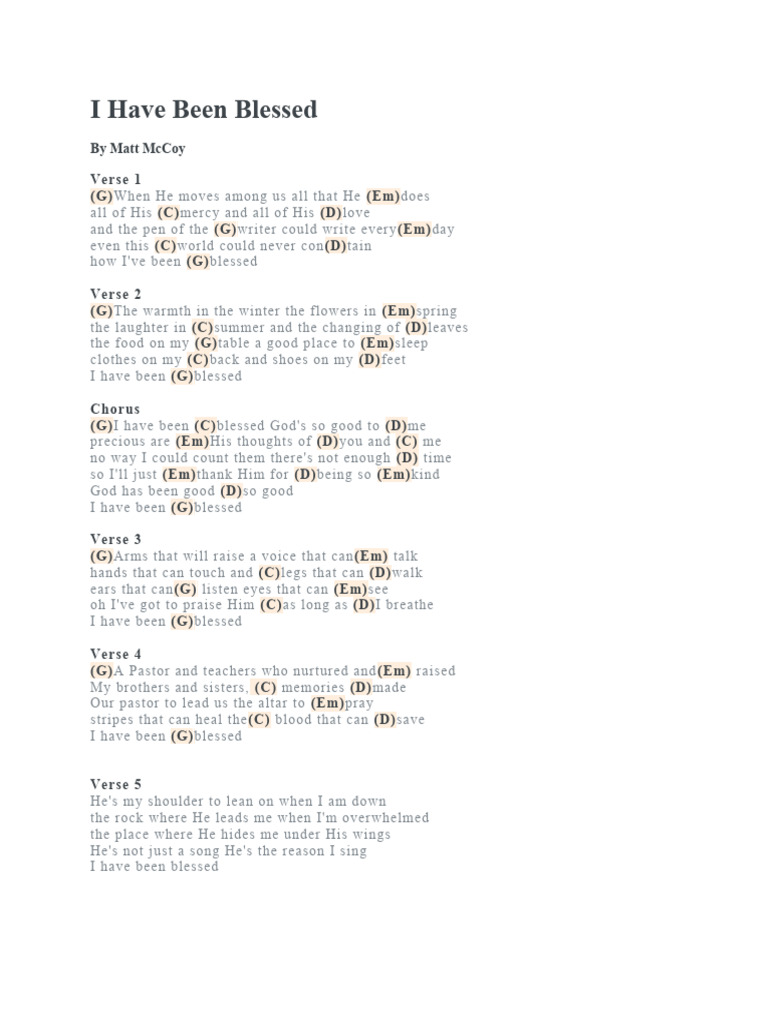 I Have Been Blessed Lyrics | PDF