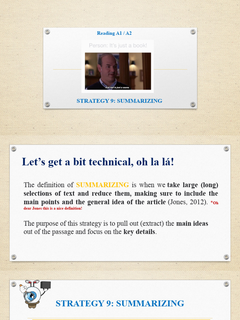 Reading A1 A2 Reading For Summarizing - Strategy 9 | PDF