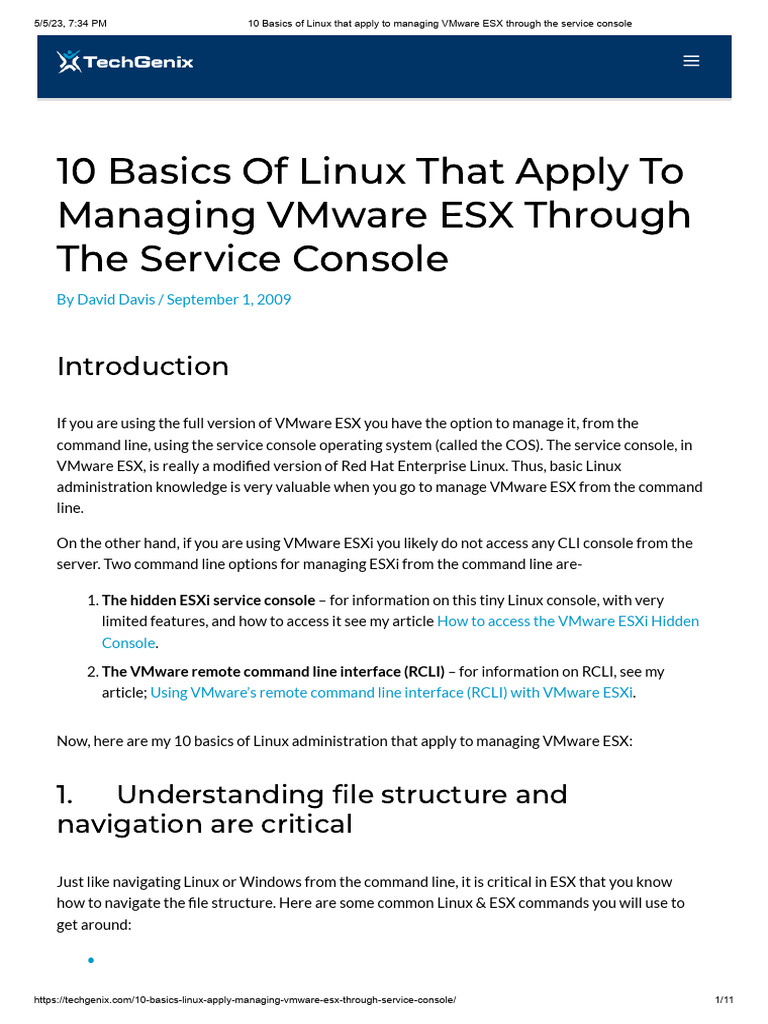 Basic Linux Commands ESXI | PDF | Command Line Interface | Computing
