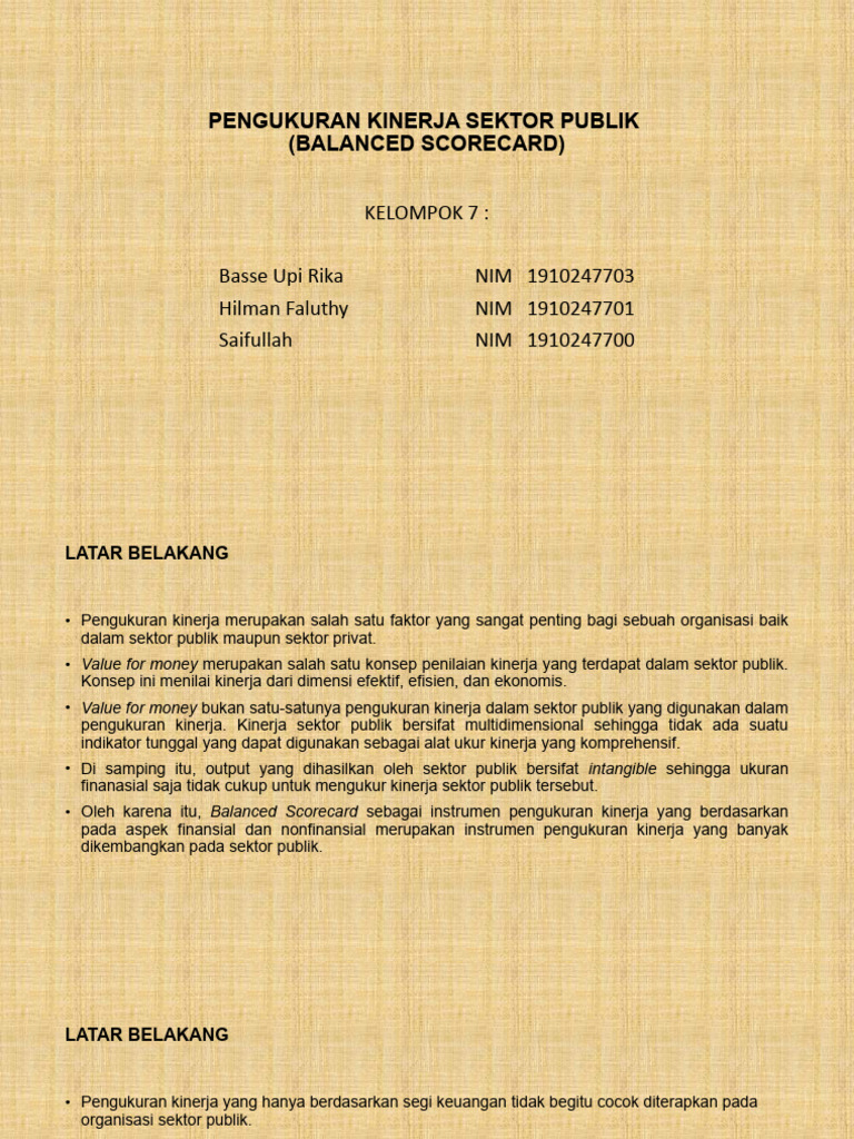 BSC - Pengukuran Kinerja Sektor Publik | PDF