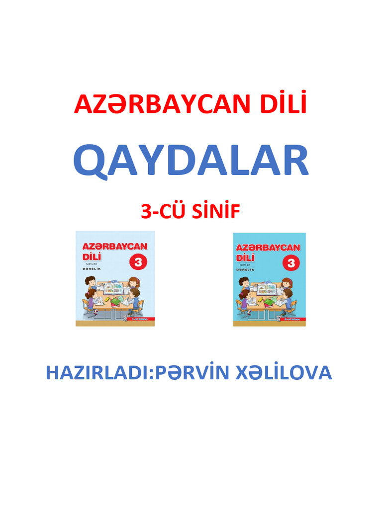 Azərbaycan Dili Qaydalar 3-Cü Sinif | PDF