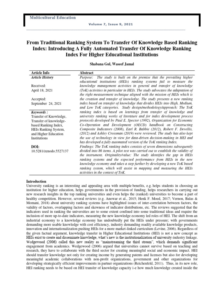 From Traditional Ranking System To Transfer of Knowledge Based Ranking ...