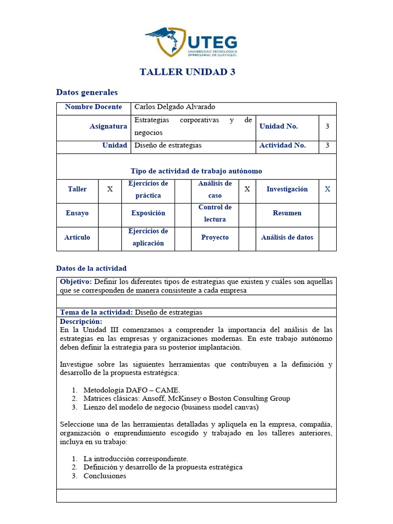 A Estrategias - Corporativas U3 Taller - 3 | PDF