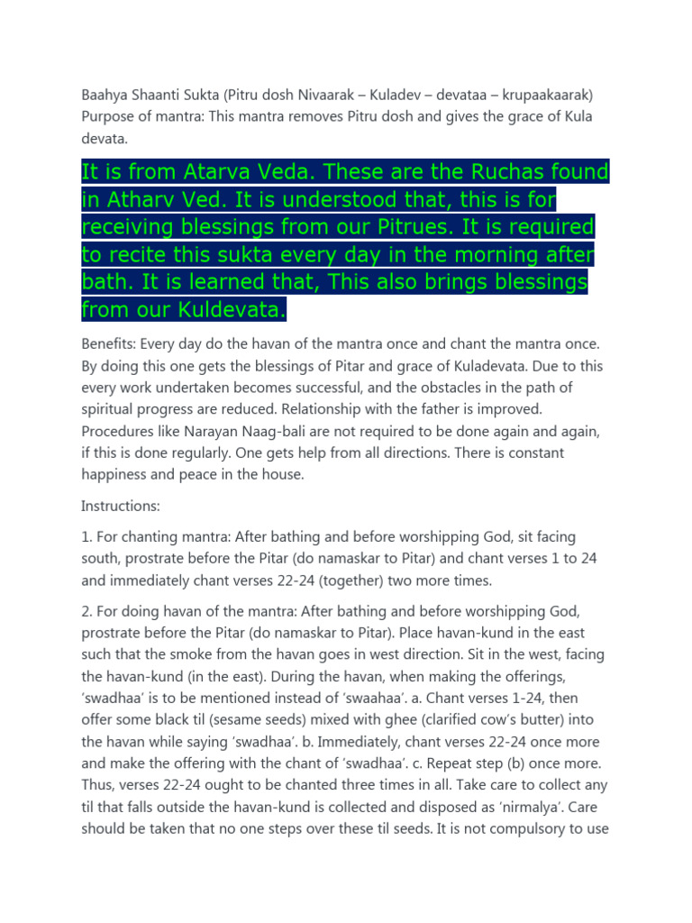 Pitru Dosh Remedy Mantra | PDF