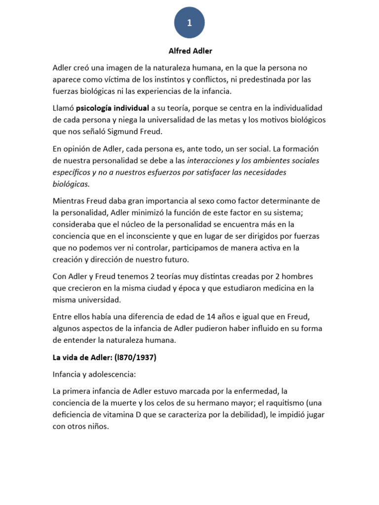 Alfred Adler | PDF | Sigmund Freud | Psicoanálisis