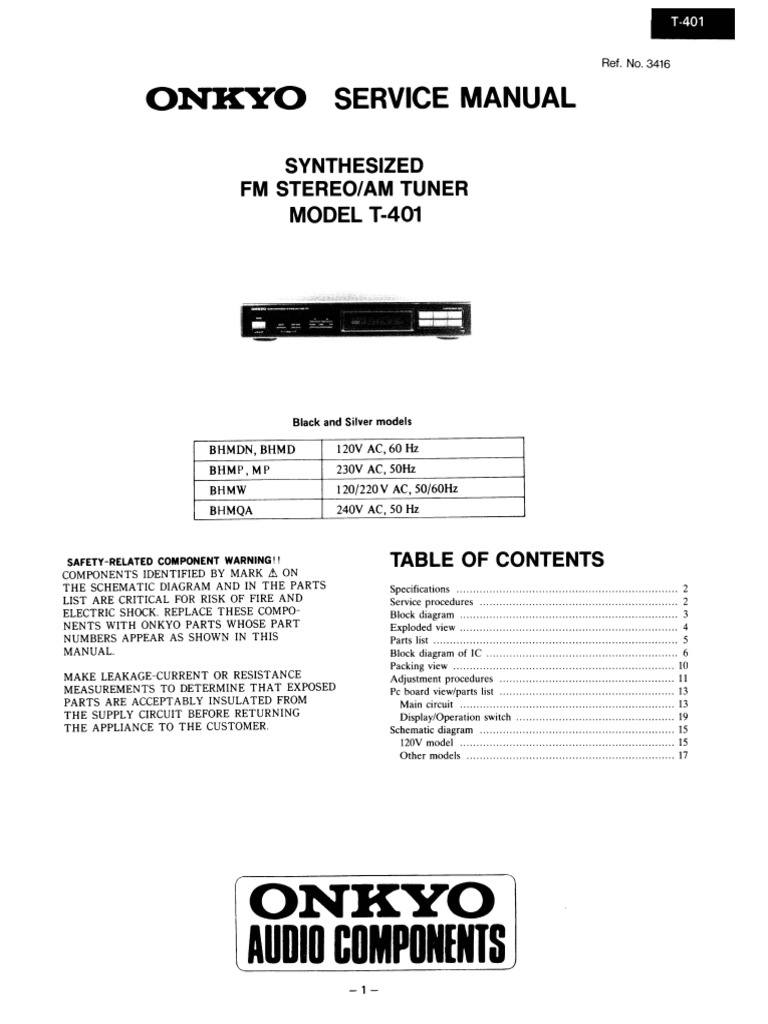 Onkyo t401 | PDF